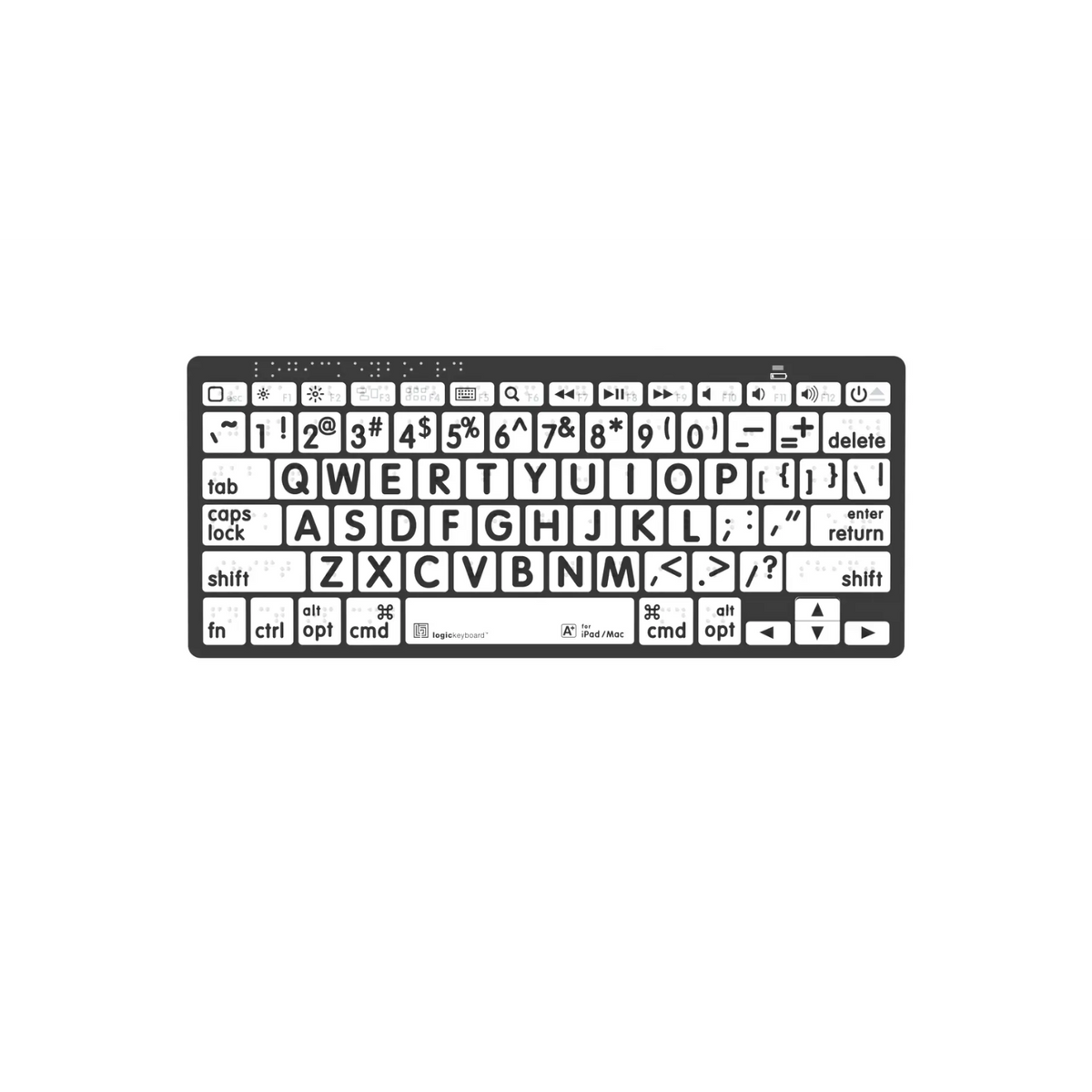 Braille & LargePrint Black on White Bluetooth Keyboard - Mac
